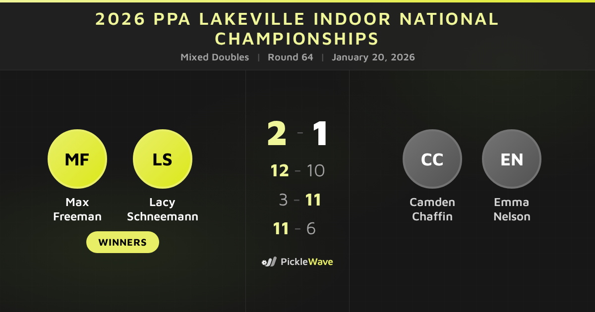 Freeman/Schneemann vs Chaffin/Nelson - 2026 PPA Lakeville Indoor ...