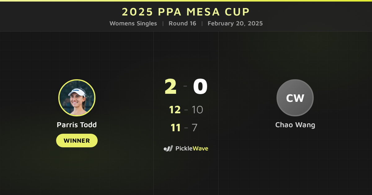 Todd vs Wang - 2025 PPA Mesa Cup | PickleWave