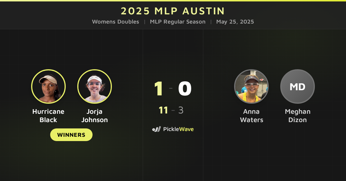 Black/Johnson vs Waters/Dizon - 2025 MLP Austin | PickleWave